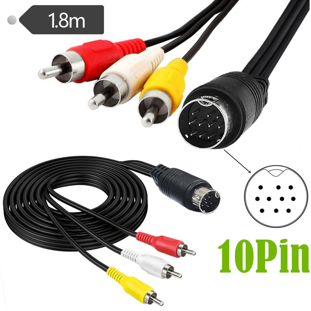S-video Cable mini 10 PIN DIN to 3 สาย RCA สาย AV s Terminal 10pin to ...