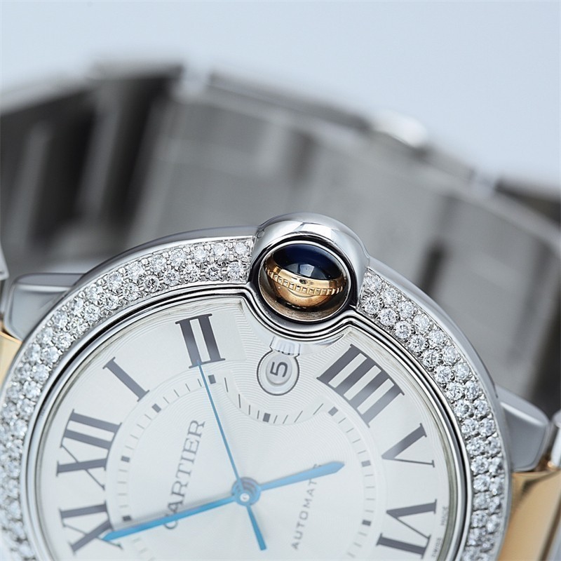 Cartier Blue Balloon Series 42 มม.แหวนด ้ านนอกกลับเพชรอัตโนมัตินาฬิกา ...