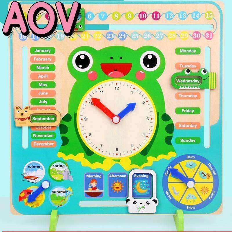Kids Calendar Clock Toy Wooden Clock Calendar Weather Season Month ...