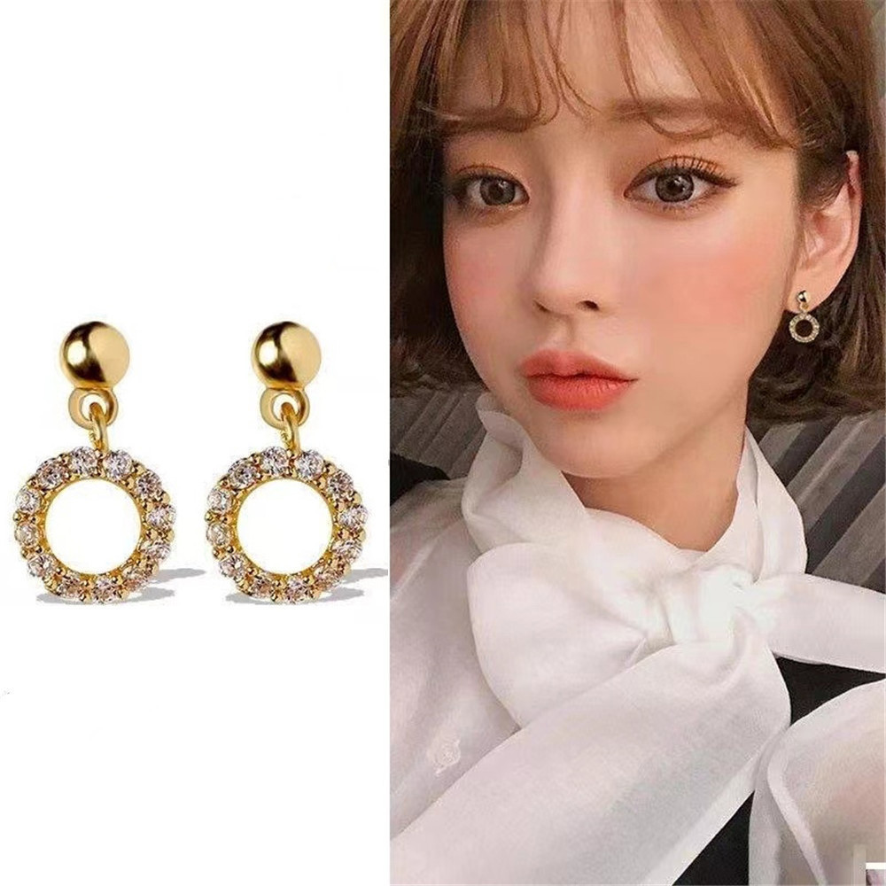 A Hello Girl S925 ต่างหูเพทาย ทรงเรขาคณิต กลวง สวยหรู สไตล์เกาหลี สําหรับผู้หญิง Shopee Thailand