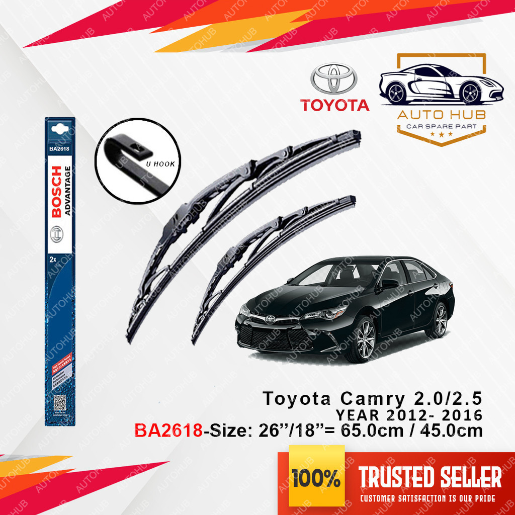 Toyota Camry ACV50 2012-2016 (26"/18") ชุดปัดน้ําฝน Bosch Advantage กระจกหน้า Kereta Camry ...