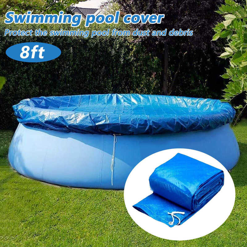 Round Pool Cover Dustproof Sun-Shade Swimming Pool Cover Frame Easy Set ...