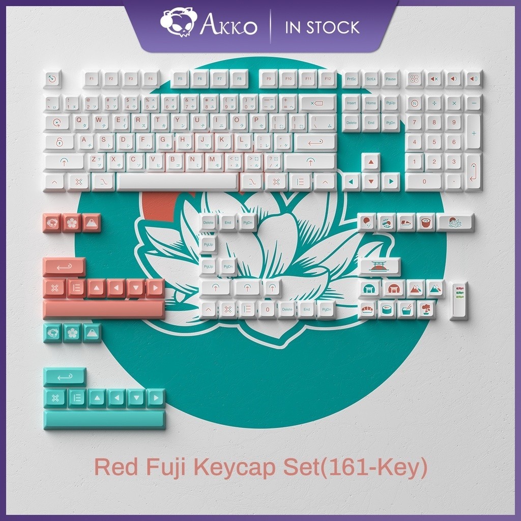 Akko Red Fuji Keycap Set 161-key PBT Dye-Sublimation JDA Profile Full ...