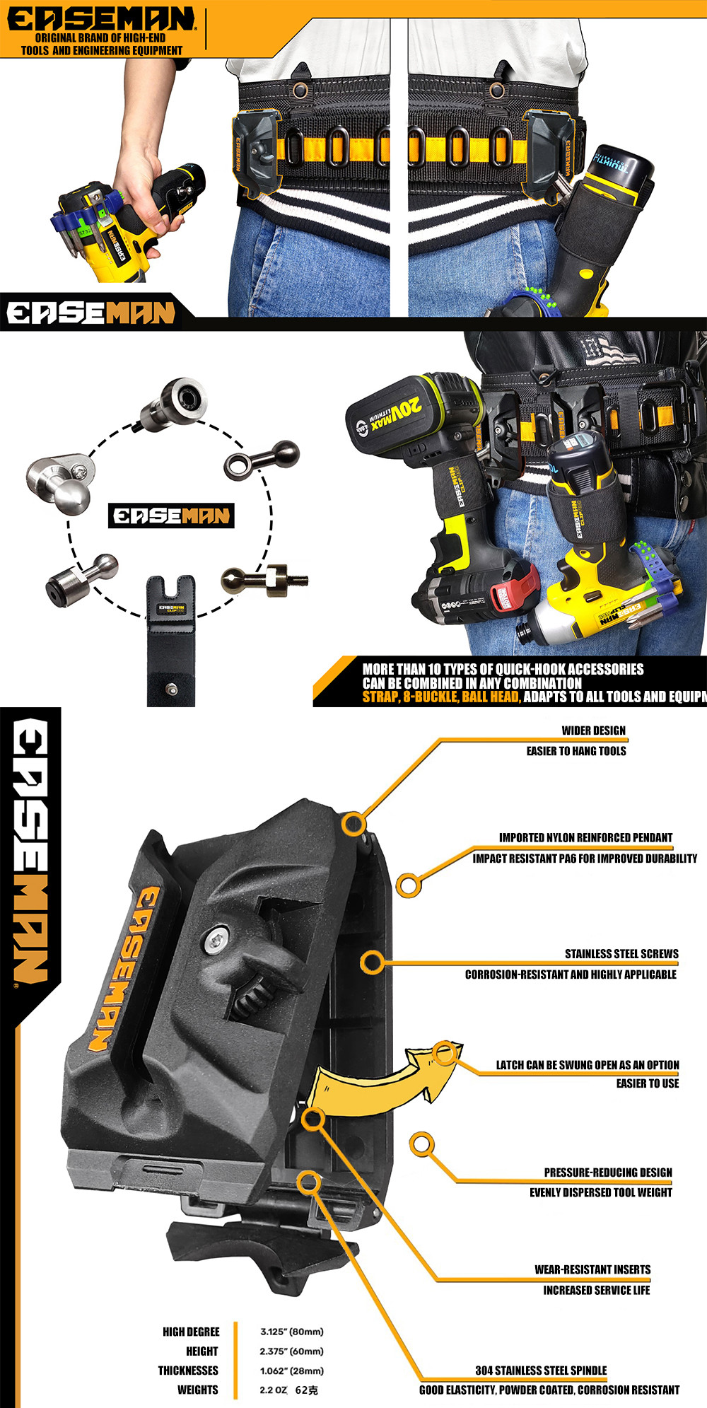 Easeman EM-1.0/EM-2.0/EM-3.0 Quick Release Latch Power เครื่องมือเข็มขัด Quick Release Hook ...