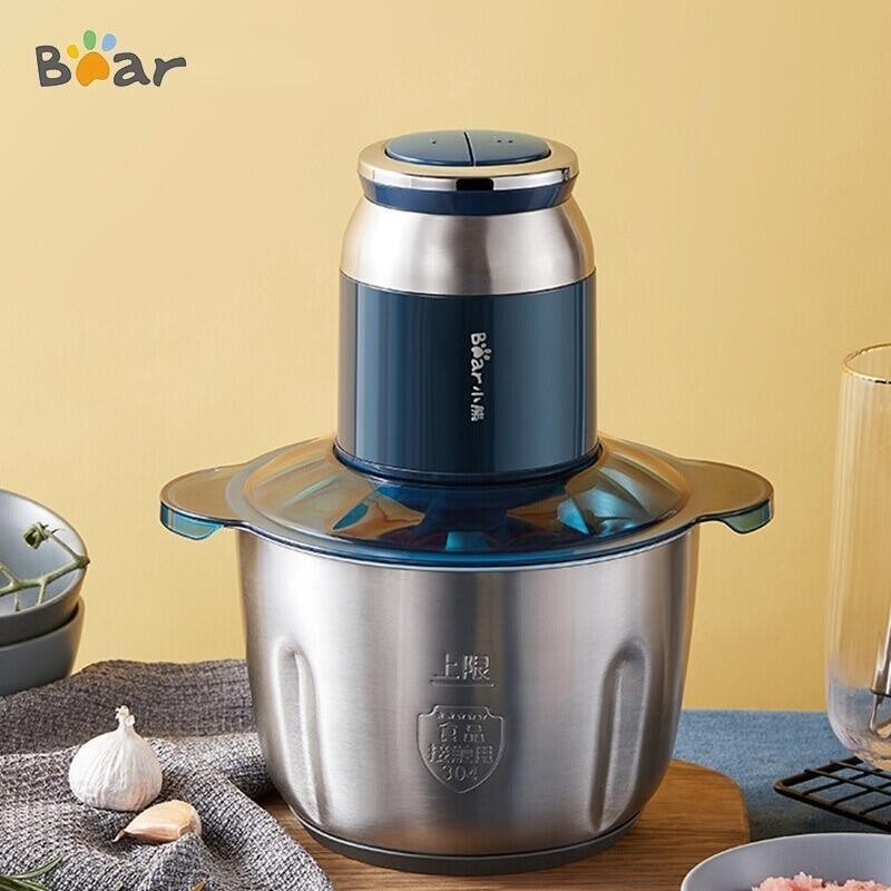 Bear/2 Speeds 300W Stainless Steel 2L Capacity Electric Chopper Meat Grinder Mincer Food ...