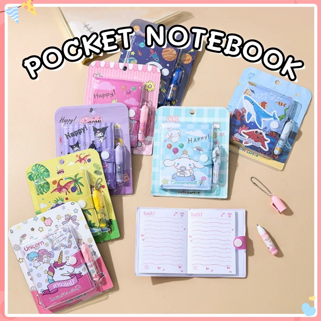 Kid Mini Notebook Pocket Notepad พร้อมปากกาลูกลื่นโรงเรียนการ์ตูนเด็ก ...