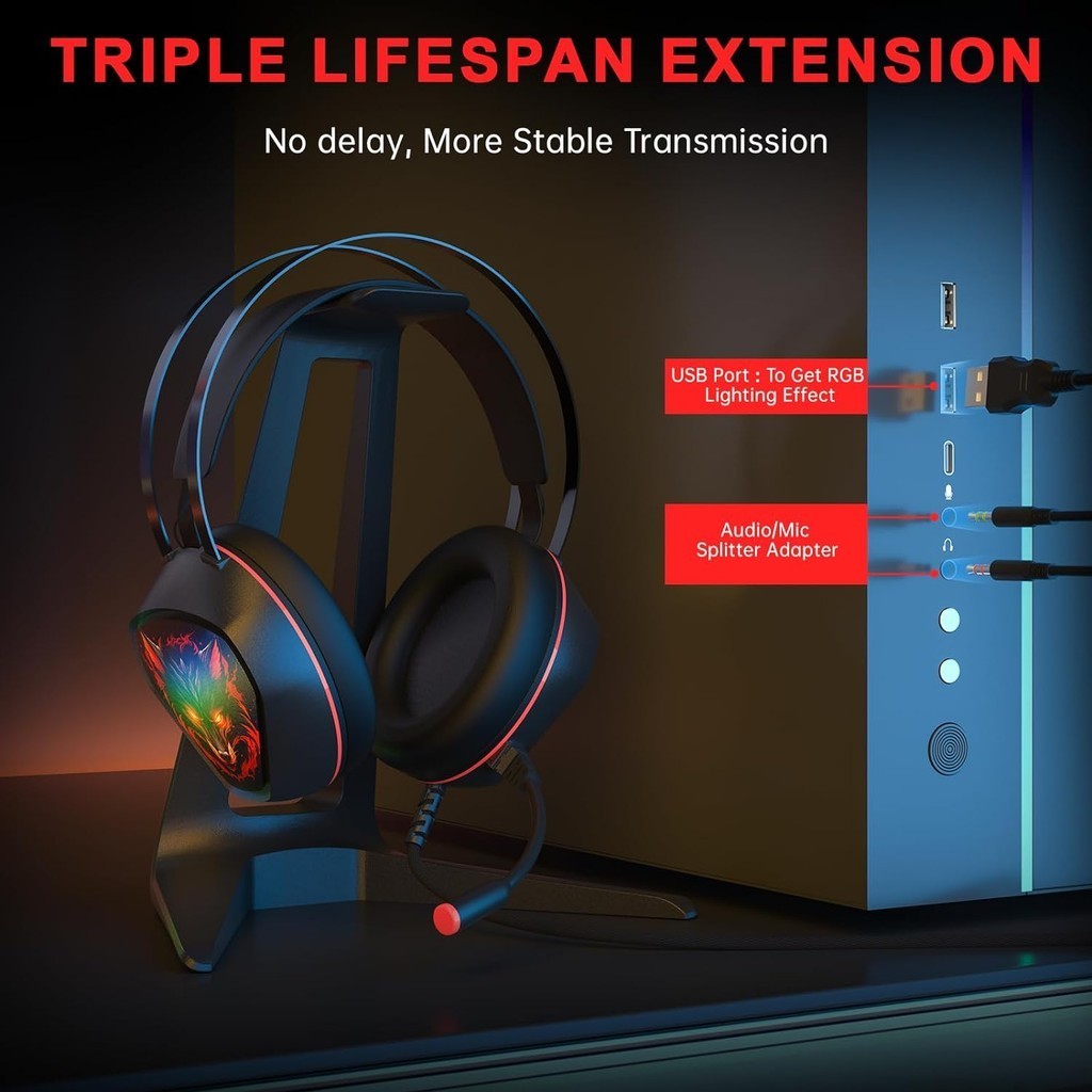 Sprise CM7000 Gaming Stereo Headphone หูฟังครอบหูแบบมีสายพร้อมไมโครโฟน ...