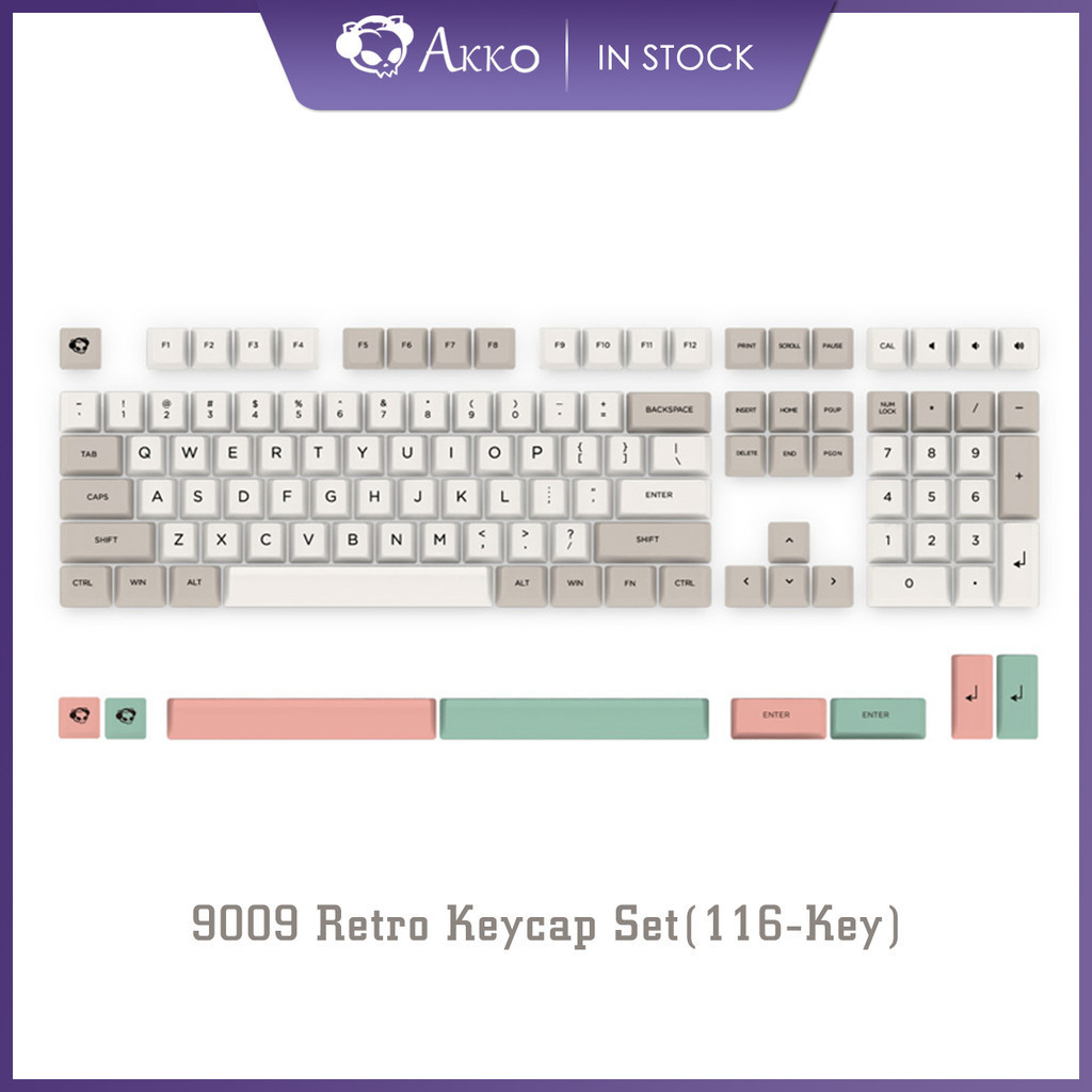 Akko 9009 Retro Keycap Set 116-Key OEM Profile Full Keycaps PBT Dye ...