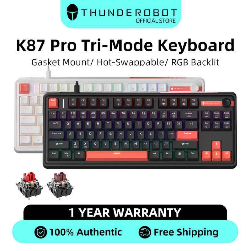 K87 Pro Thunderobot Mechanical Tri-Mode Wired /2.4G/ Bluetooth Wireless ...
