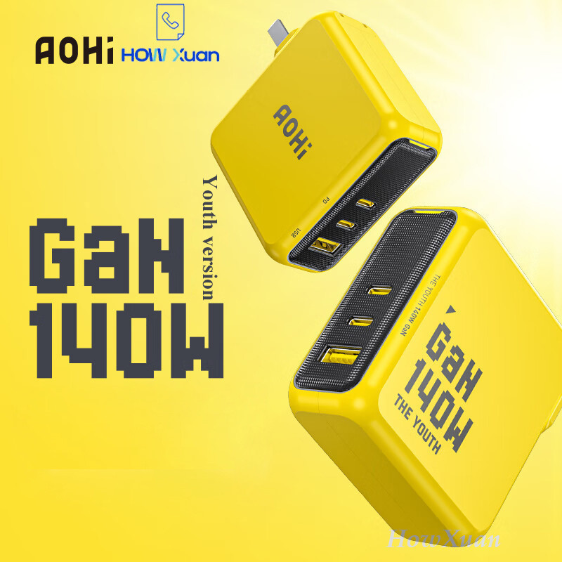 Aohi 140W USB C Charger PD3.1 3 พอร์ต GaN + แล็ปท็อป Wall Charger 100W Fast Charging Power ...