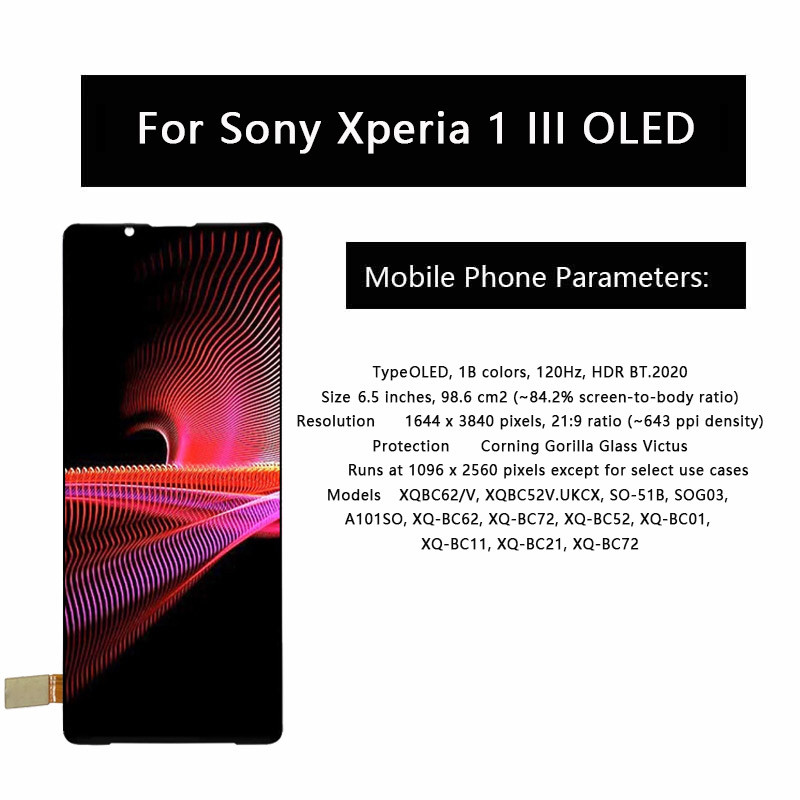 6.5 "LCD ต้นฉบับสําหรับ SONY Xperia 1 III XQ-BC52 XQ-BC01 XQ-BC11 XQ ...