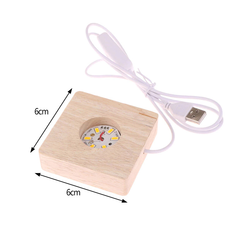 Yonii 6/8/10 ซม.Led โคมไฟไม้เนื้อแข็งสแควร์ไฟกลางคืนโคมไฟ Usb ผู้ถือไฟ ...