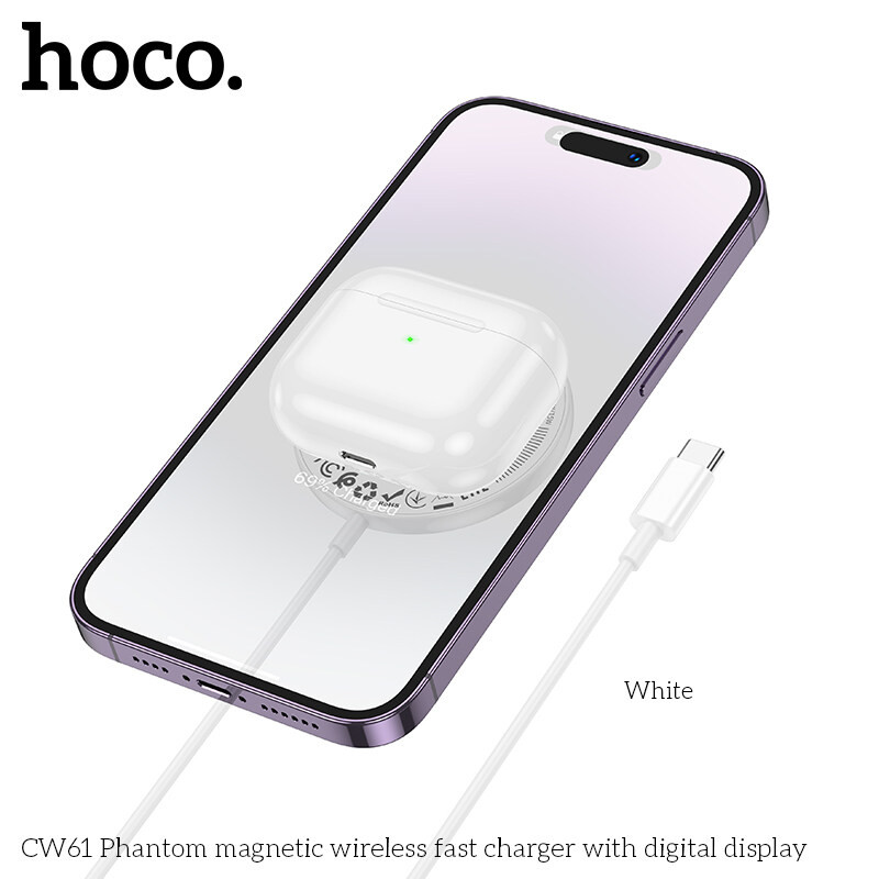 HOCO CW61 แท่นชาร์จไร้สาย 2in1 สมาร์ทโฟน & หูฟังไร้สาย จ่ายไฟ 15W ระบบ ...