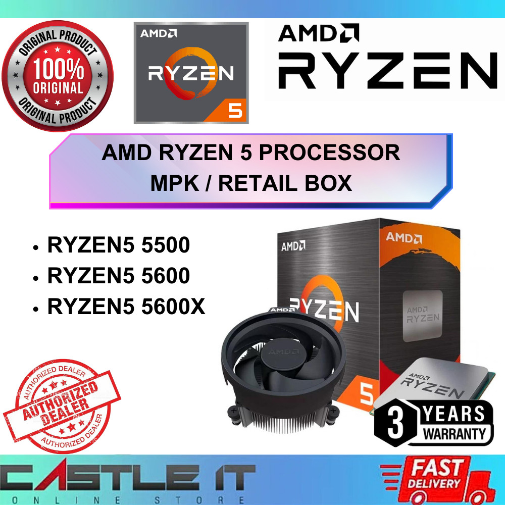 กล่องโปรเซสเซอร์ AMD RYZEN 5 5500 5600 5600X R5-5500 R5-5600 R5-5600X ...