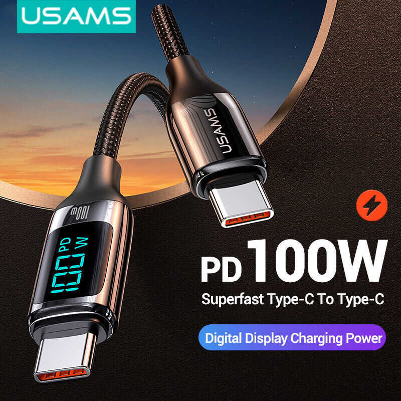 สายชาร์จ USAMS USB Pd100w Type C เป็น USB C,สายชาร์จ Digital Display ...