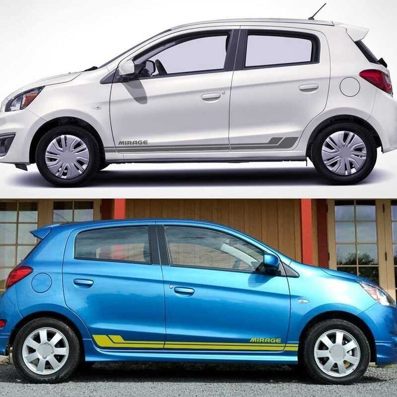 X2 MVMTVT Vinyl Sport Side Stickers Stripes Decals Car For Mitsubishi ...