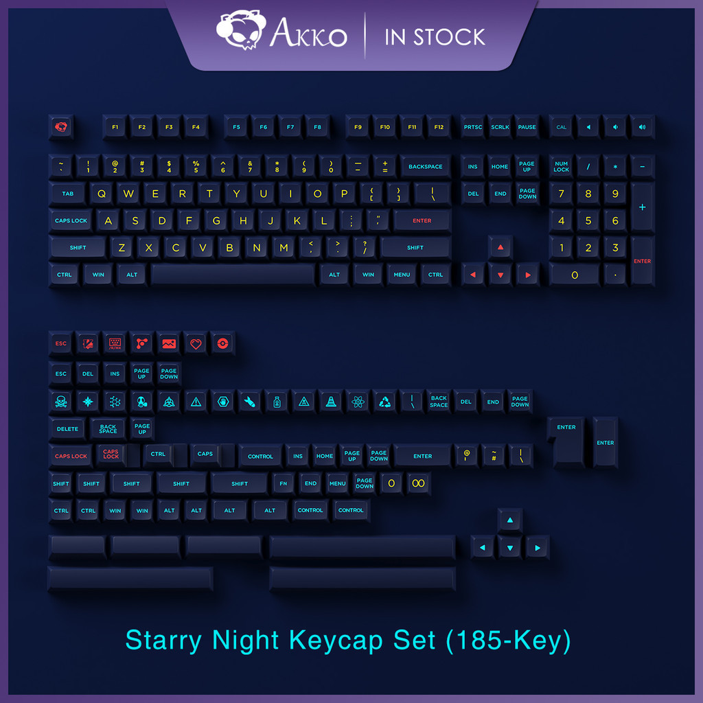 Akko Starry Night Keycap Set 187-key PBT Double-Shot OSA Profile ...