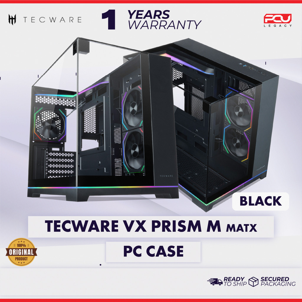 Tecware VX PRISM M TG MATX CASE พร้อมพัดลม ARGB 3 ตัว - สีดํา | Shopee ...
