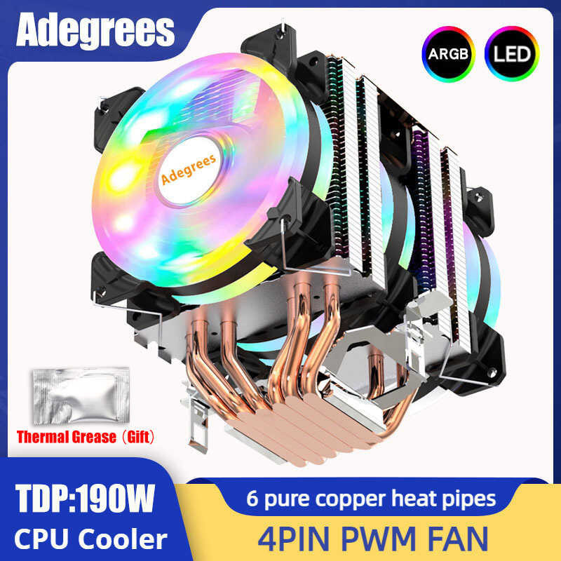 CPU Cooler 6 Heatpipes ARGB 4Pin PWM Processor Cooling Fan For Intel ...