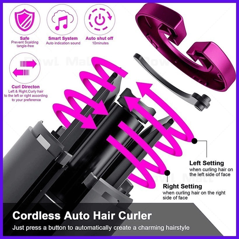 Cod เครื่องม้วนผมอัตโนมัติ Ceramic Wireless Curling Iron Hair Waver ...