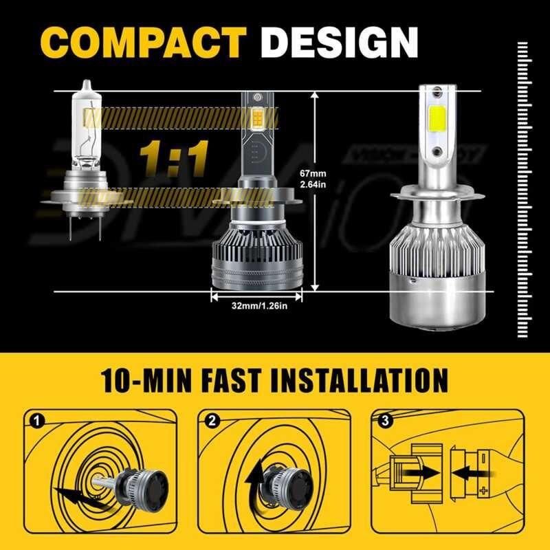 30000Lm H7 H4 H11หลอดไฟ LED 110วัตต์ H1 H8 H9 Hb4 Hb3 9005 9006 9012สูงและลำ | Shopee Thailand