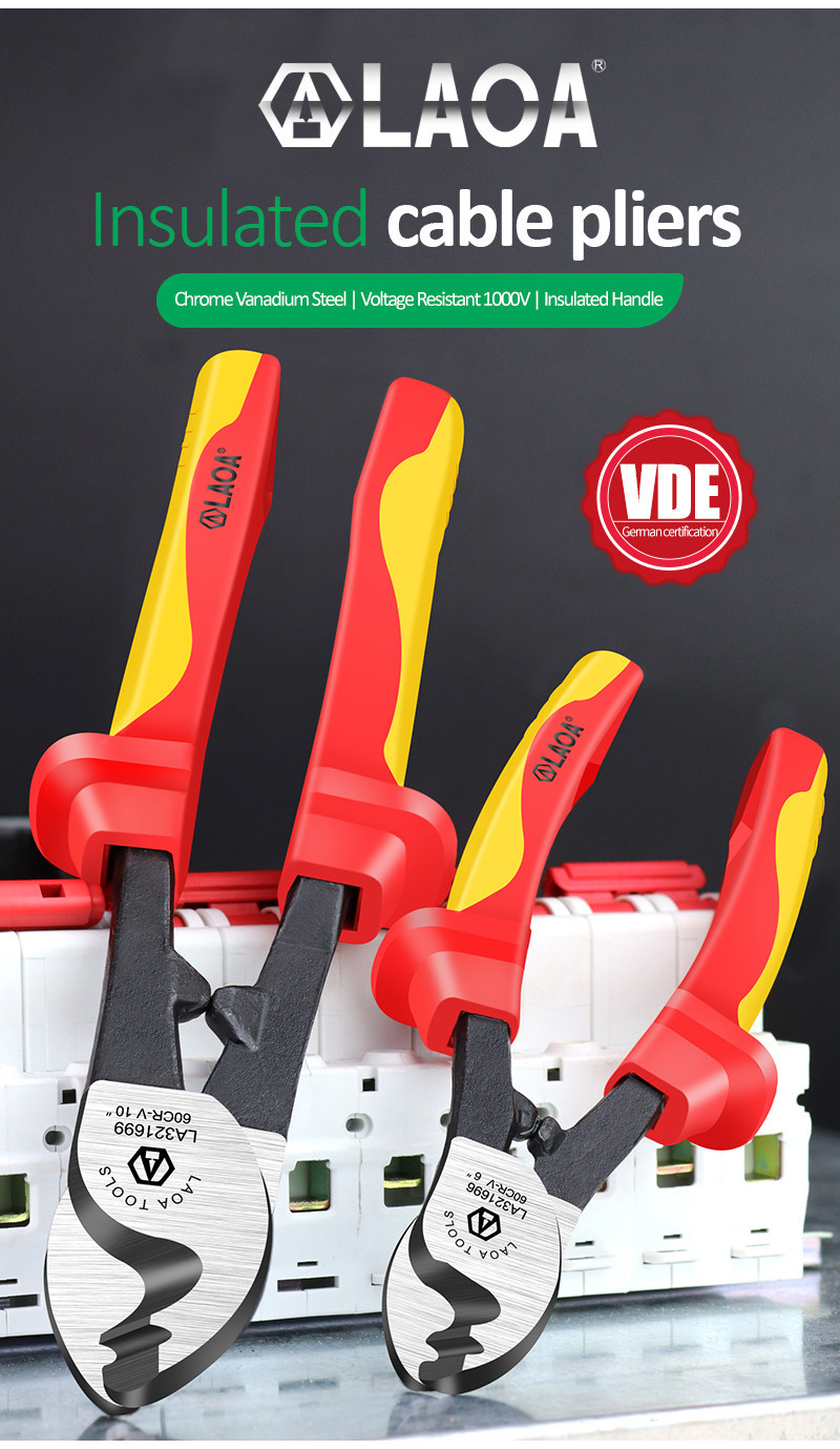 Laoa เครื่องตัดสายเคเบิลหุ้มฉนวน 1000V ช่างไฟฟ้า Professional คีม Shock Wire Stripper เครื่องมือ ...