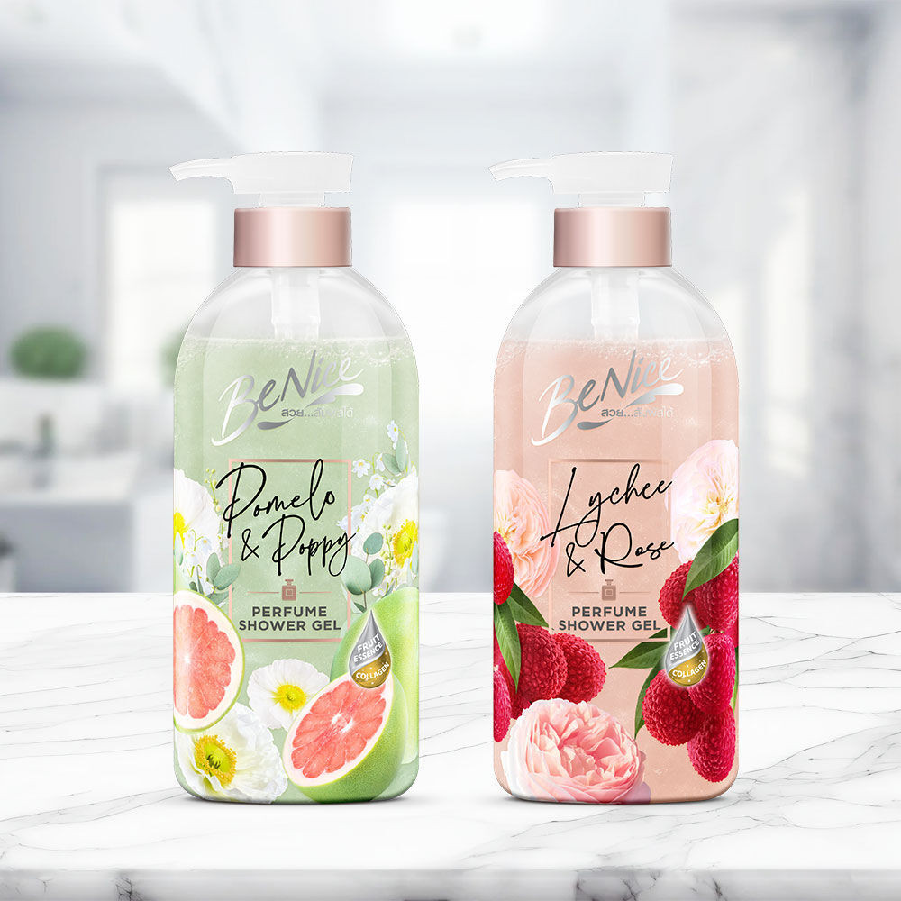 BeNice Perfume Shower Gel บีไนซ์ เจลอาบน้ำ 450ml (Lychee & Rose Pink ...