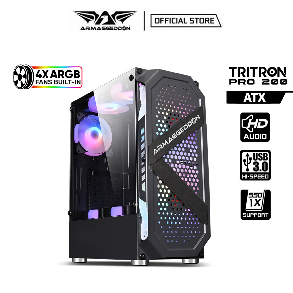Armaggeddon Tritron PRO ATX PC Gaming Casing Chasic Free ARGB PC Fan ...