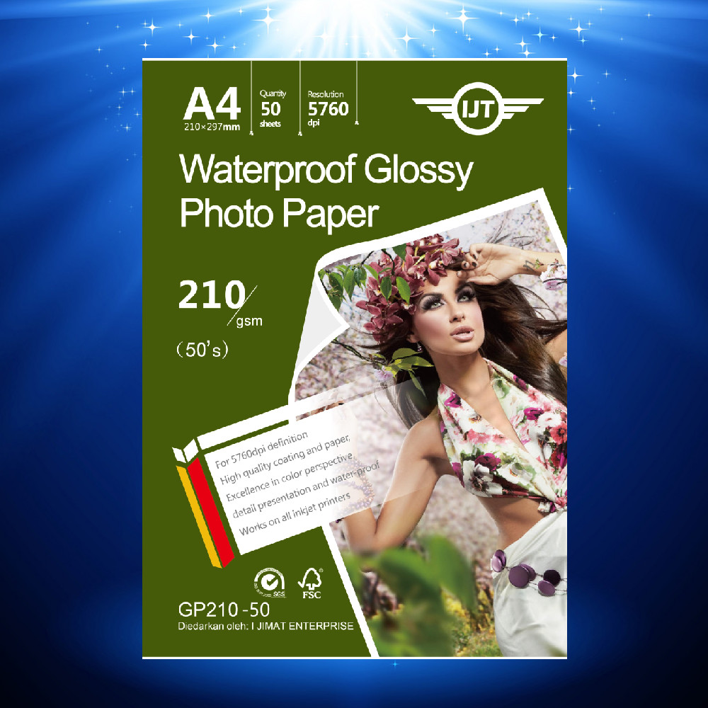 (50 ชิ้น/แพ็ค) IJT GP210-50 กระดาษอิงค์เจ็ทคุณภาพสูงกันน้ํา A4 / กระดาษภาพถ่ายเคลือบเงา 210g 50 ...