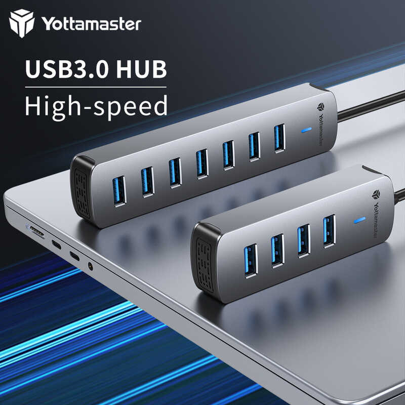 7 Ports Yottamaster 3.0 Splitter USB Type-C HUB Expansion Dock Power ...