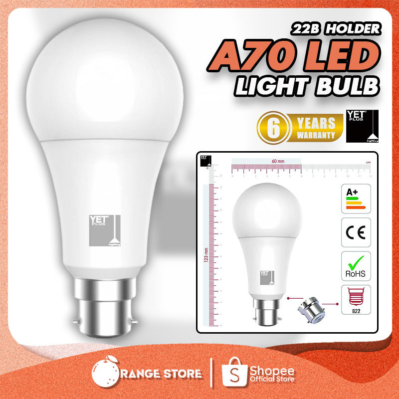 Lampu YETPLUS หลอดไฟ LED B22 A70 6500K Lampu LED Siling Mentol B22 ...