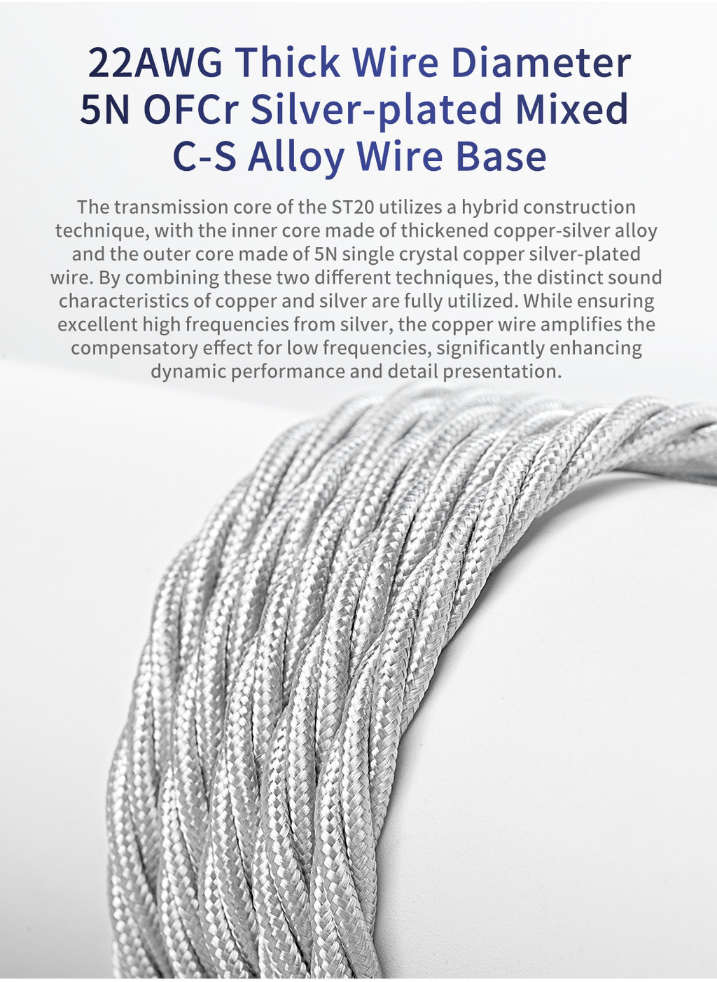 Kbear ST20 5N OCC Sliver-Plated Wire Base Cable 3.5MM/4.4MM 2PIN/2PIN ...