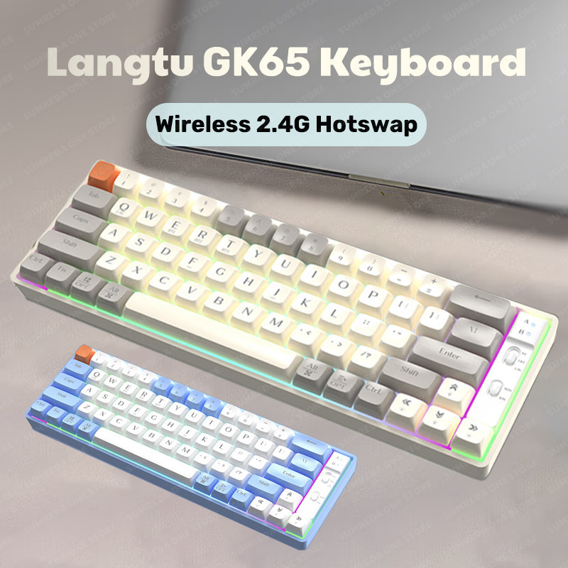 Langtu GK65 Bluetooth 5.0 2.4G Wireless Mechanical Keyboard 65Keys ...