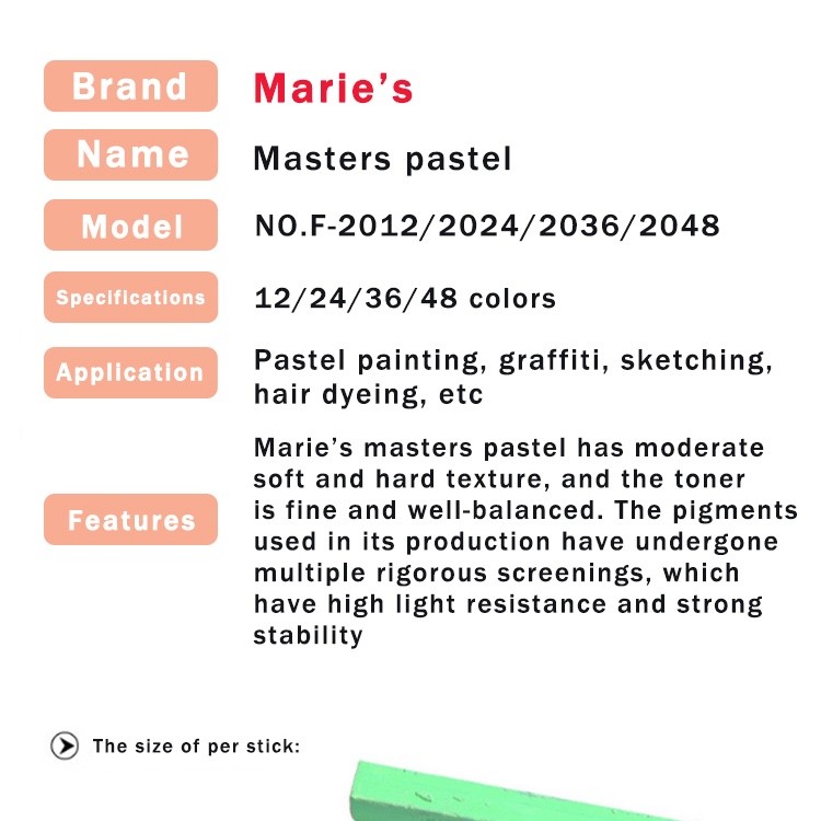 Marie's Dry Masters Pastel Stick Crayons 12/24/36/48 สีศิลปะจิตรกรรมชุด ...