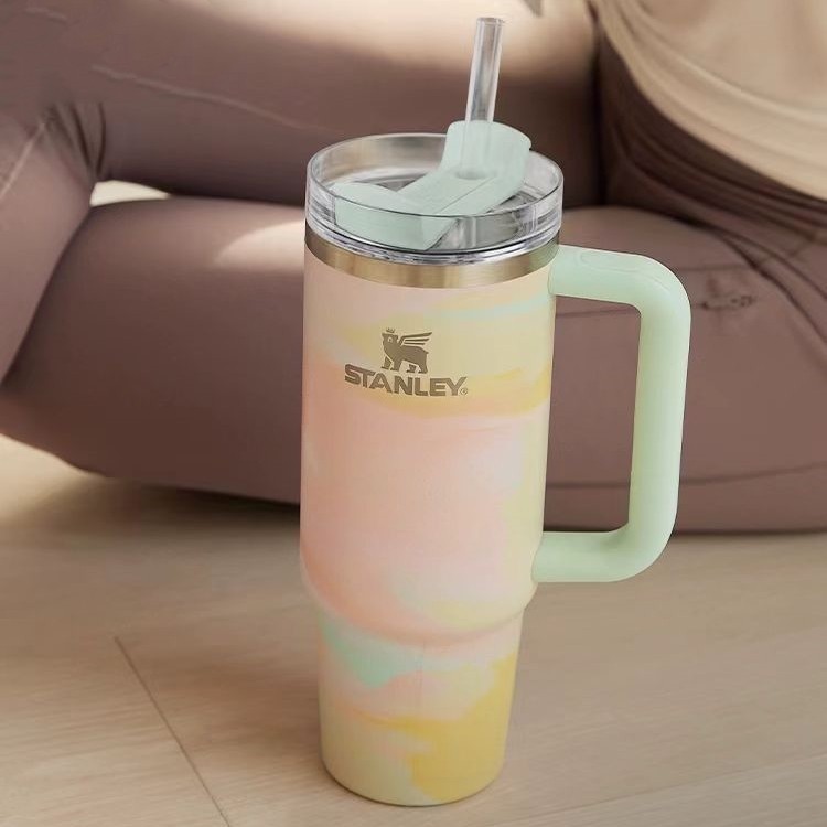 Ley Stan Tumbler Tie-dye Thermos Cup Ice Cup Stan ley 2.0 Big Mac Straw ...