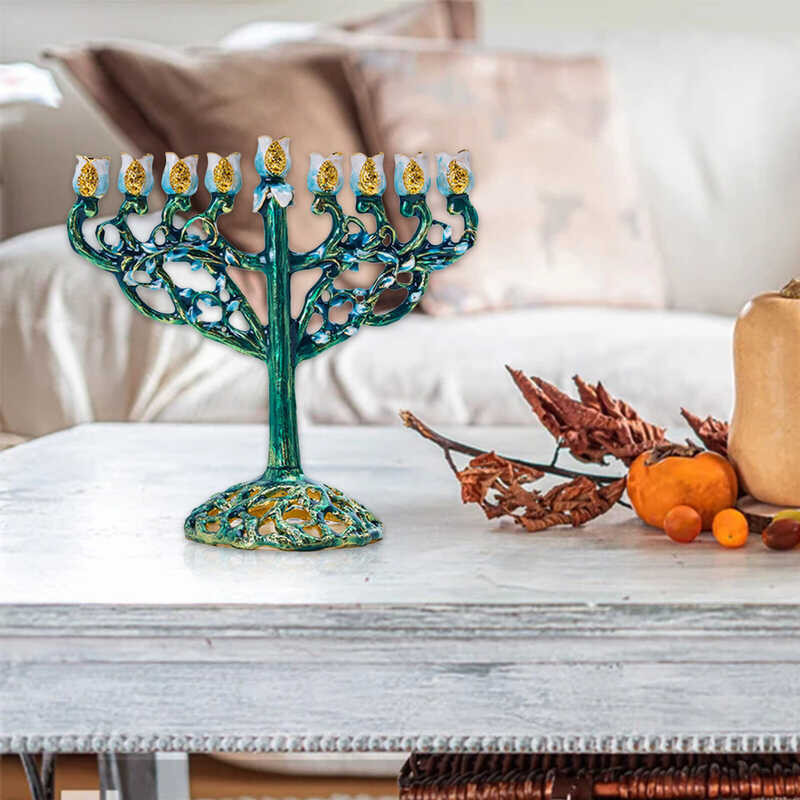 Loviver มือทาสีเคลือบ Menorah Bejeweled เสื้อประดับกับชาวยิวพร | Shopee ...