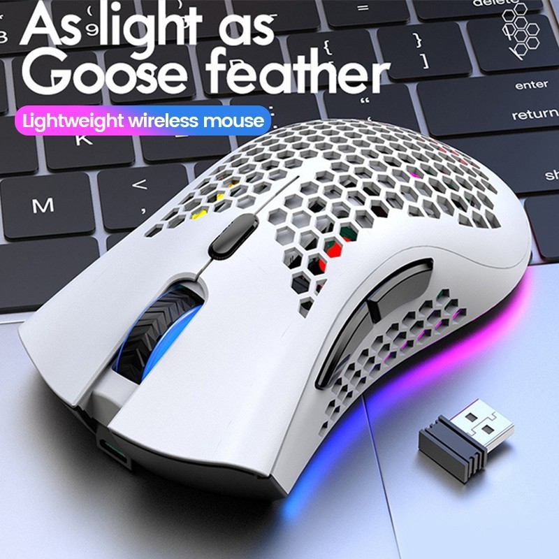 Bm600 เมาส์เกมมิ่งไร้สาย 2.4g ลายรังผึ้ง มีไฟแบ็คไลท์ RGB | Shopee Thailand