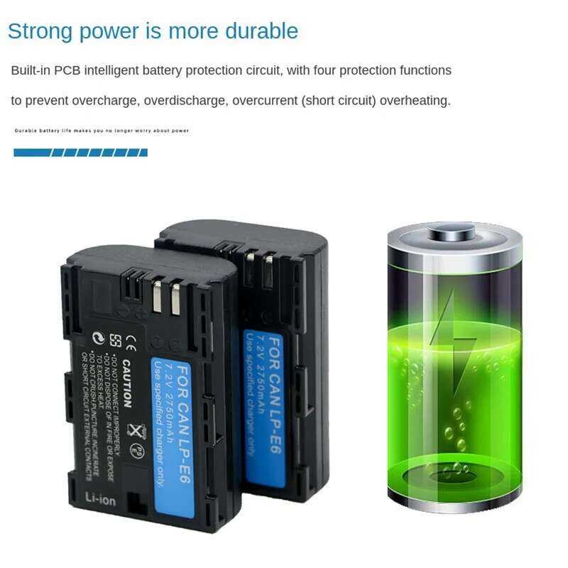 ️ แบตเตอรี่กล้อง Lpe6 Lp-E6 2750มิลลิแอมป์ต่อชั่วโมงสำหรับ Canon 5D Mark II 3 6D 7D 60D 60Da 7 ...