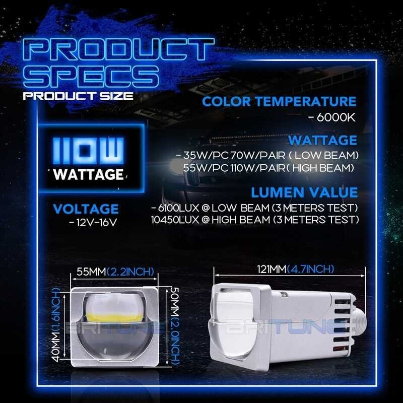 2 Inch Matrix Bi Lenses Projector In Headlight Car Motorcycle LED High ...
