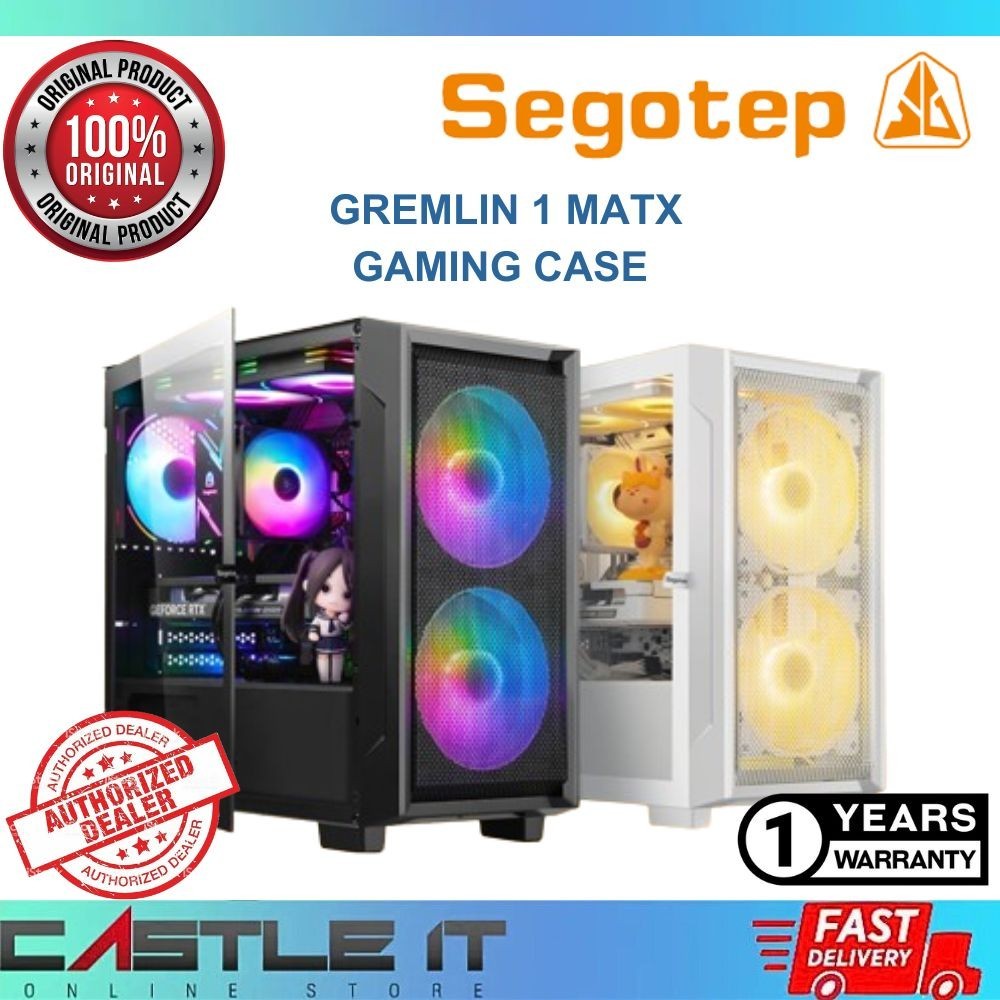 Segotep GREMLIN 1 BLACK / WHITE - M-ATX กระจกนิรภัย Gaming Casing Micro ...