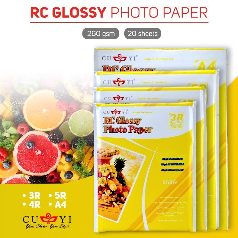 ในสต็อก CUYI RC GLOSSY PHOTO PAPER 260gsm 3R 4R 5R 20SHEETSต่อแพ็ค ...