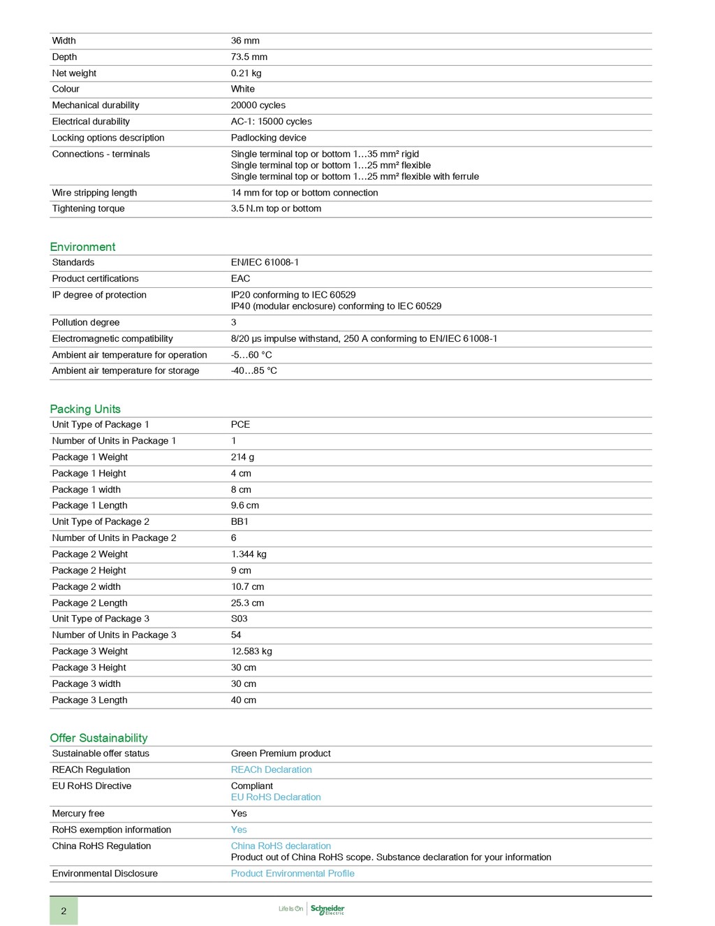 Schneider Electric Acti9 iID RCCB 2P 40A 100mA type AC (ป้องกันไฟดูด ไฟ ...