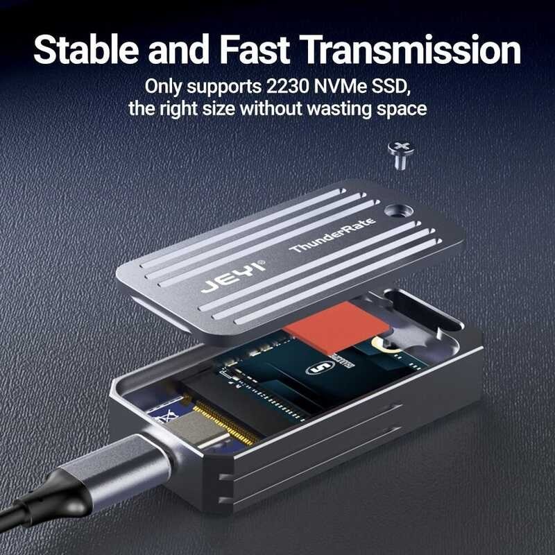 2230 NVMe JEYI SSD Enclosure, PCIe USB3.2 10Gbps Aluminum M.2 Case ...