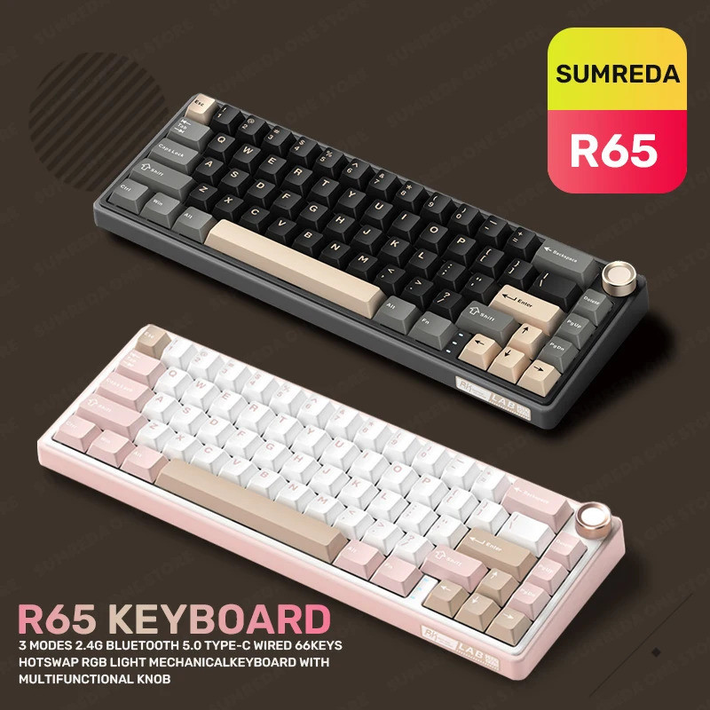 RK R65 R75 Mini Gaming Mechanical Keyboard 2.4G Wireless Bluetooth ...