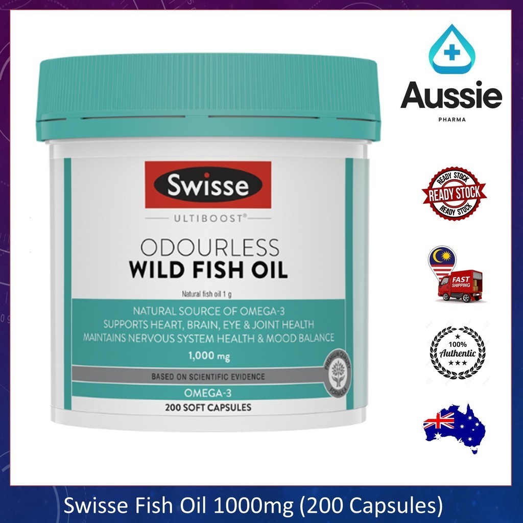 Swisse Odorless Wild Fish Oil 1000มก. (200 แคปซูล) | Shopee Thailand