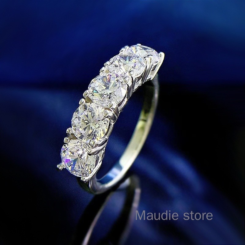 แหวนเพชรโมอิส เงินสเตอร์ลิง S925 2.5ct 0.5ct 5 มม. 5 ชิ้น สําหรับผู้หญิง | Shopee Thailand