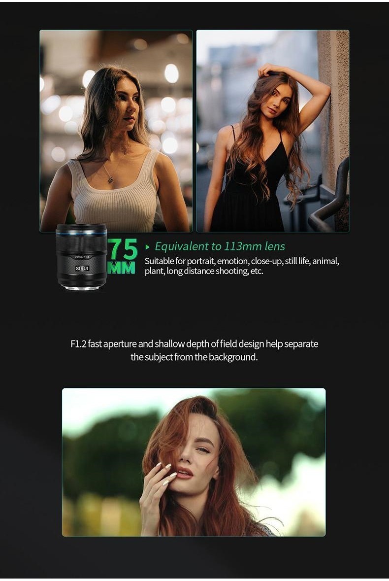 Sirui 16mm 75mm F1.2 Sniper Series APSC AF Autofocus เลนส์สําหรับ Sony E Nikon Z Fuji X a7r a7m ...