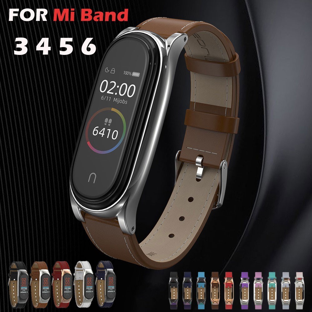 สายนาฬิกาข้อมือ สายหนัง แบบเปลี่ยน สําหรับ Xiaomi Mi Band 7 Mi Band 3 4 5 6 | Shopee Thailand