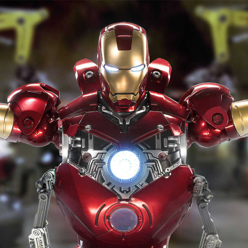Δ ZD 1/5 Iron Man 36ซม. 3ต้นฉบับไฟ LED 10Th สำหรับเป็นอนุสรณ์ Tony Sta ...