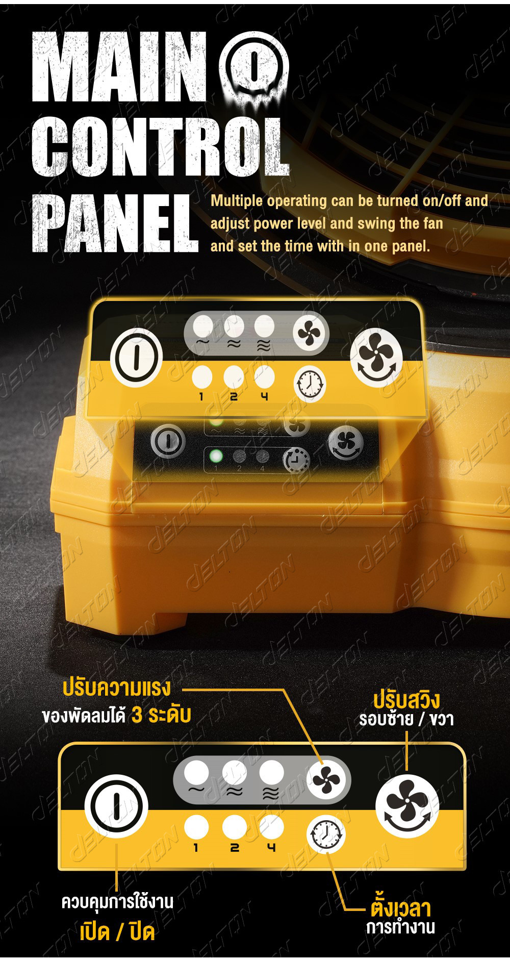 DELTON พัดลมไร้สาย 12 นิ้ว 2 ระบบ AC/DC ปรับแรงลมได้ 3 ระดับ สวิงได้ ...